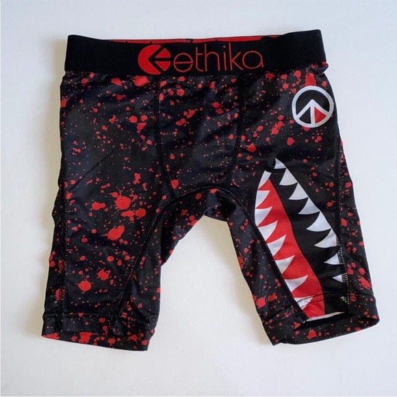 ethika | Bottoms | Ethika Shorts Black With Red Splatter And Shark Bite ...